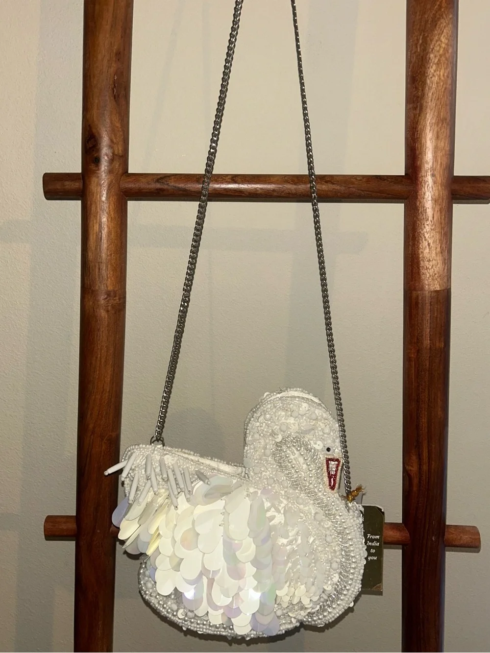 From Indida to You | Bags | From India To You White Swan Beaded Sequin ...